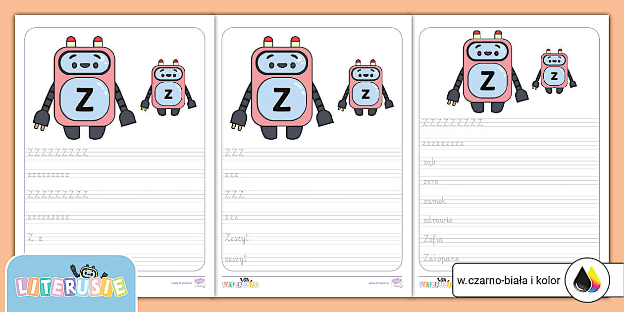 Literuś Z uczy pisać literkę Z | Nauka pisania - Twinkl