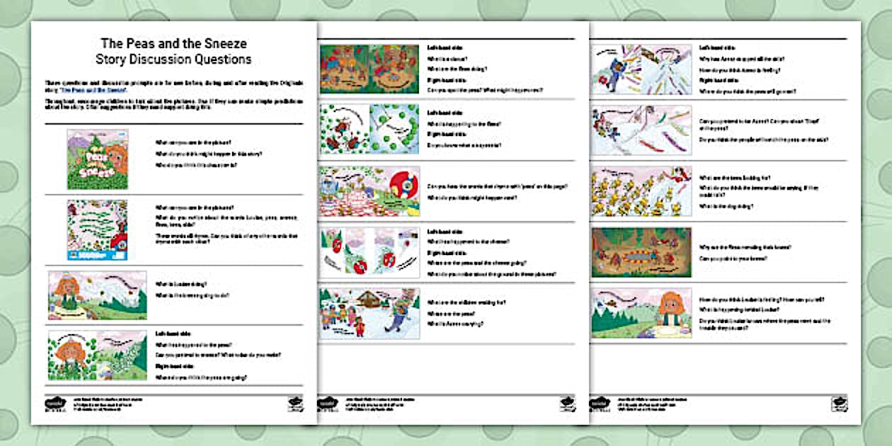 The Peas and the Sneeze Story Discussion Questions - Twinkl