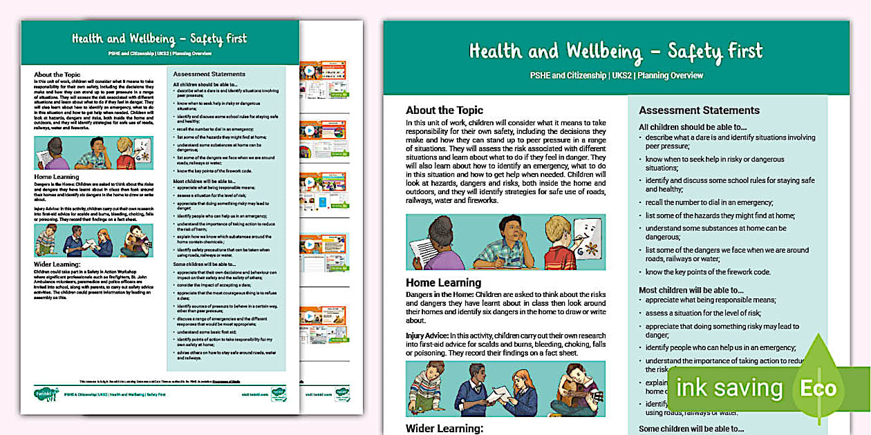 PSHE: UKS2 Safety First - Planning Overview (teacher made)