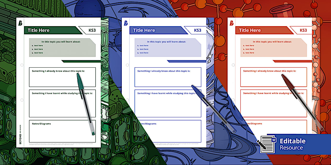 KS3 Topic Title Page Template (creat de profesori) - Twinkl