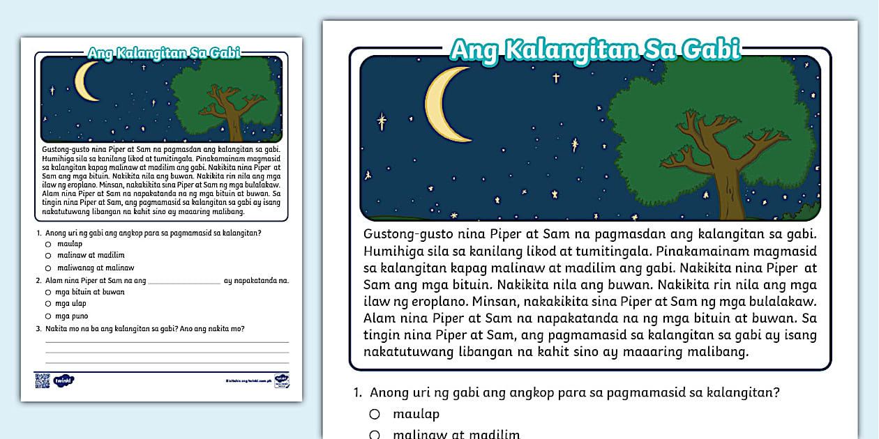 Ang Kalangitan Sa Gabi | Grade 1 | Twinkl PH