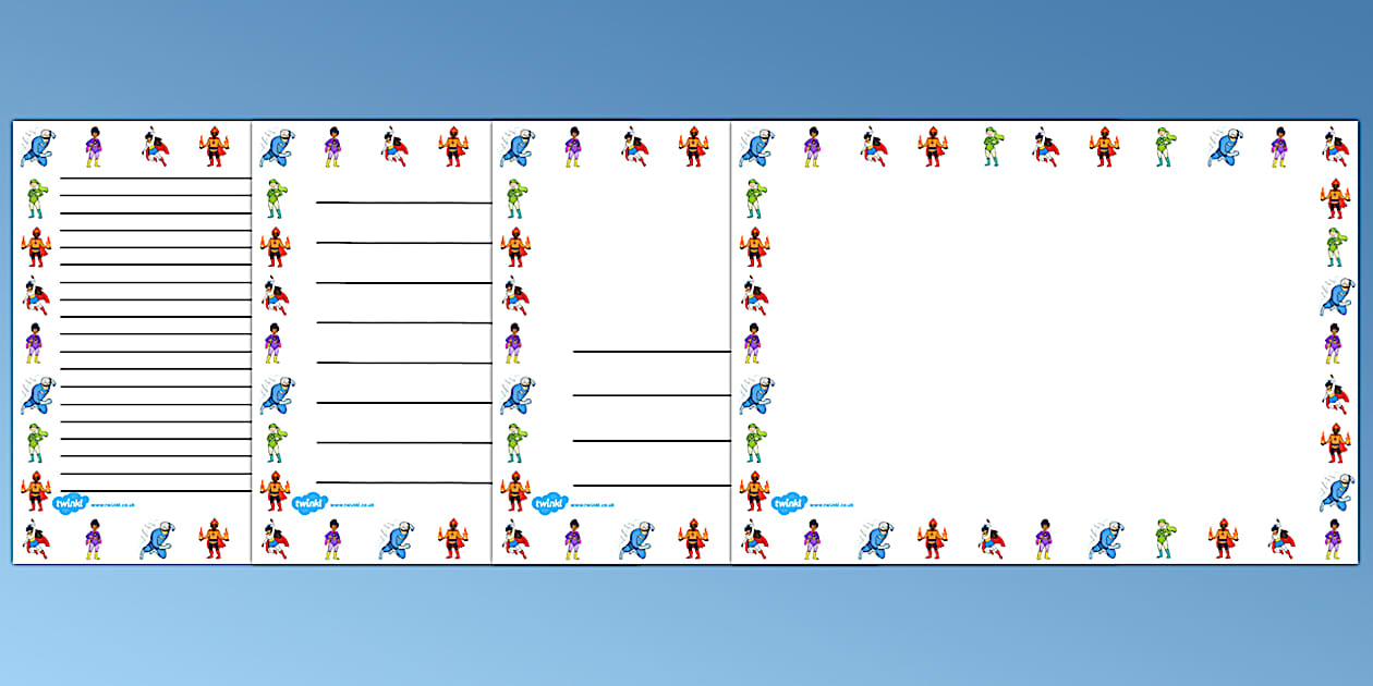 Superheroes Page Borders (Landscape) (teacher made) - Twinkl