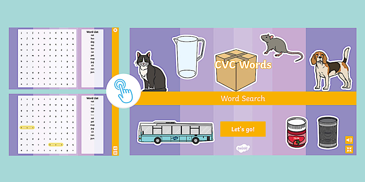 CVC Words Interactive Word Search (Teacher-Made) - Twinkl