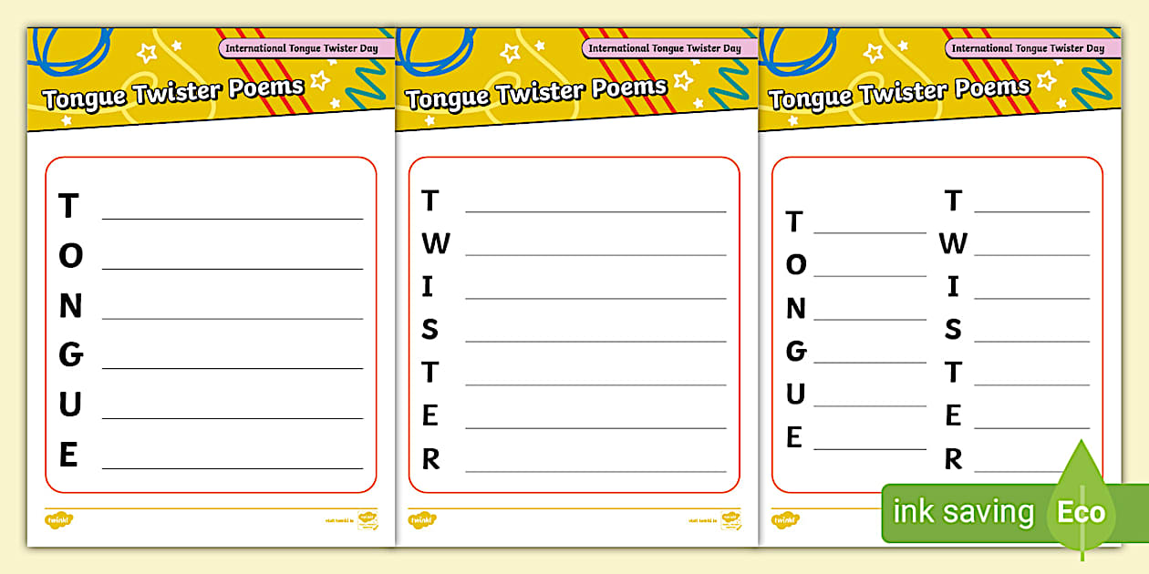 International Tongue Twister Day (Acrostic Poem) - Twinkl