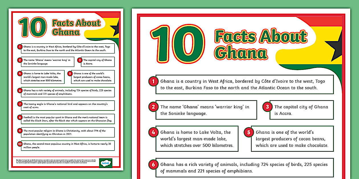 10 Facts About Ghana Display Poster (teacher made) - Twinkl