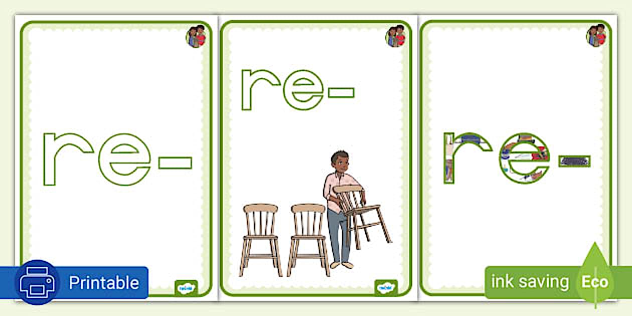 Grade 3 Phonics: Prefix re- Sound Posters