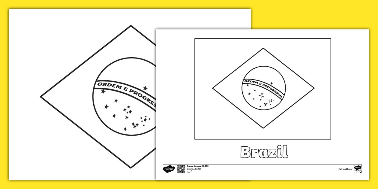 Brazil Flag Colouring - Twinkl Flags Colouring - Twinkl