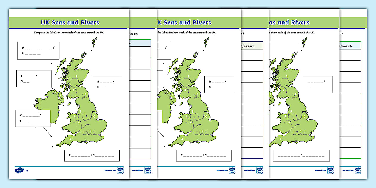 UK Seas and Rivers Labelling Activity (teacher made)