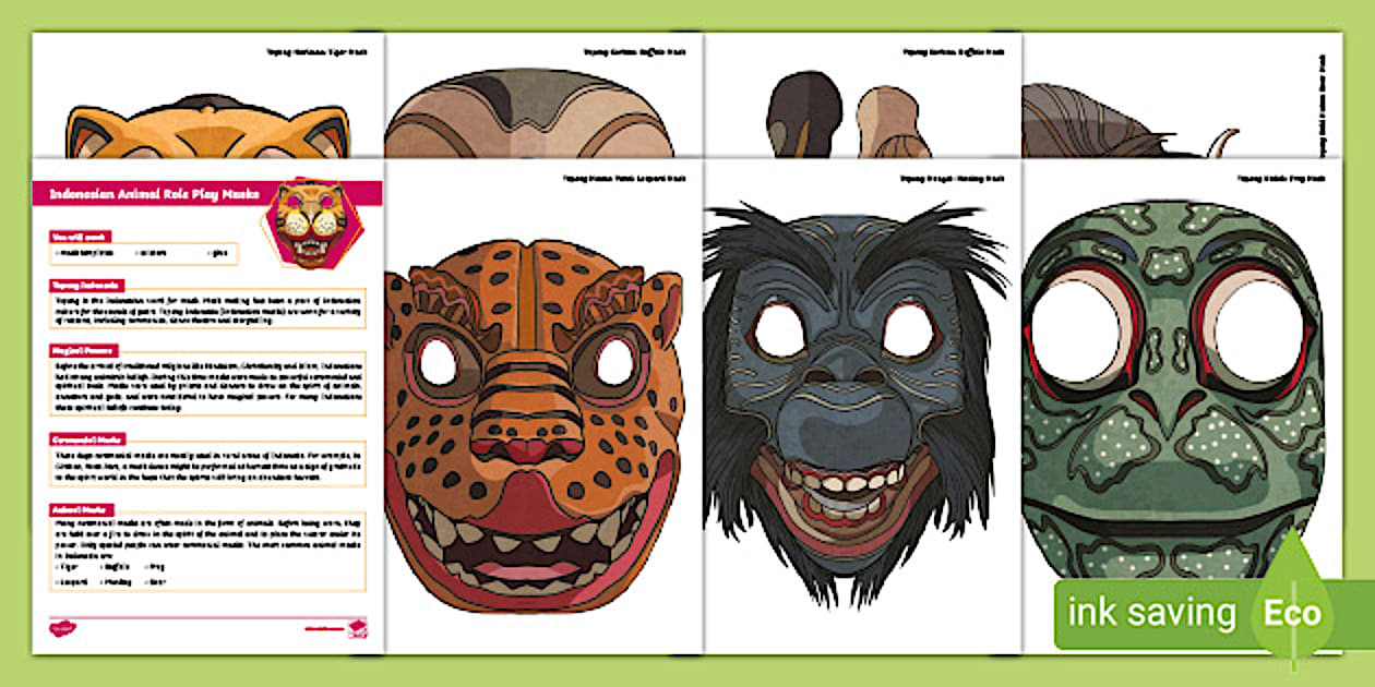 Indonesian Ceremonial Animal Role-Play Masks (Teacher-Made)