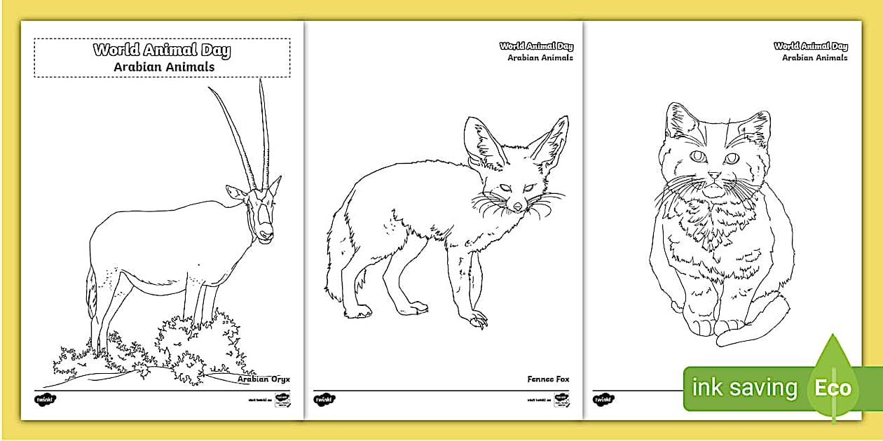 UAE World Animal Day Colouring Sheets (teacher made)