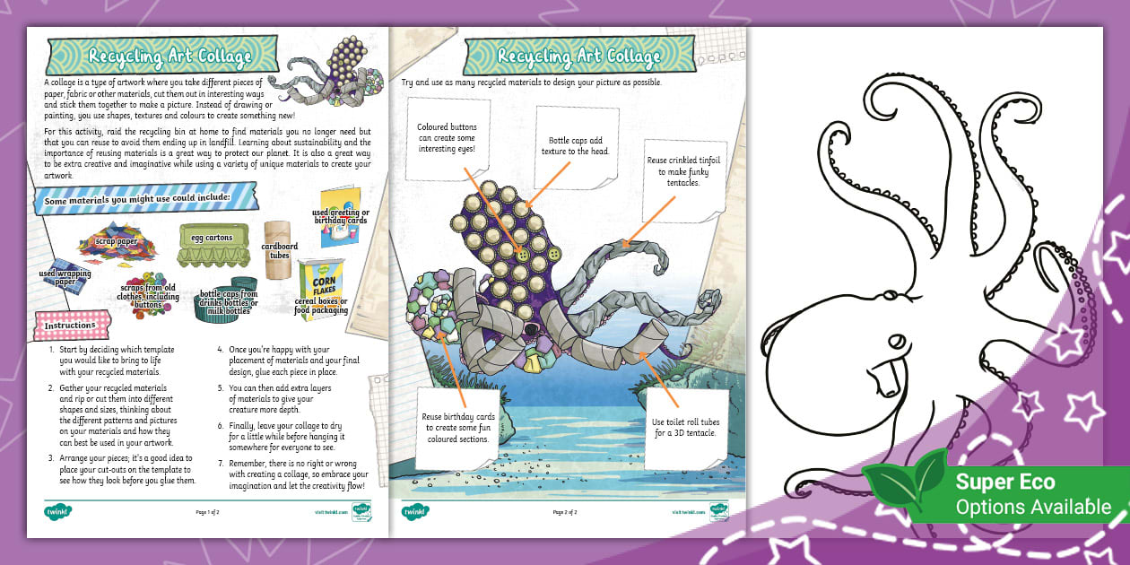 Recycling Art: Collage Activity (teacher made) - Twinkl