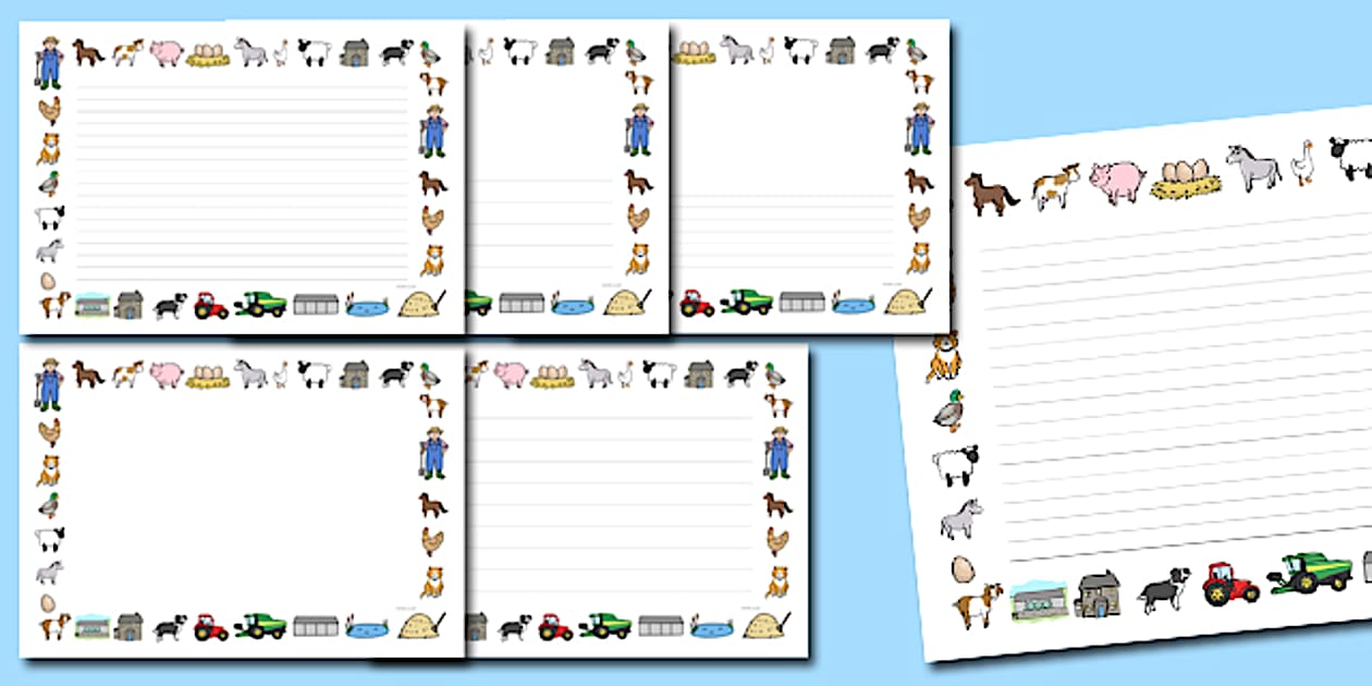 Editable Landscape Farm Page Borders (teacher made) - Twinkl