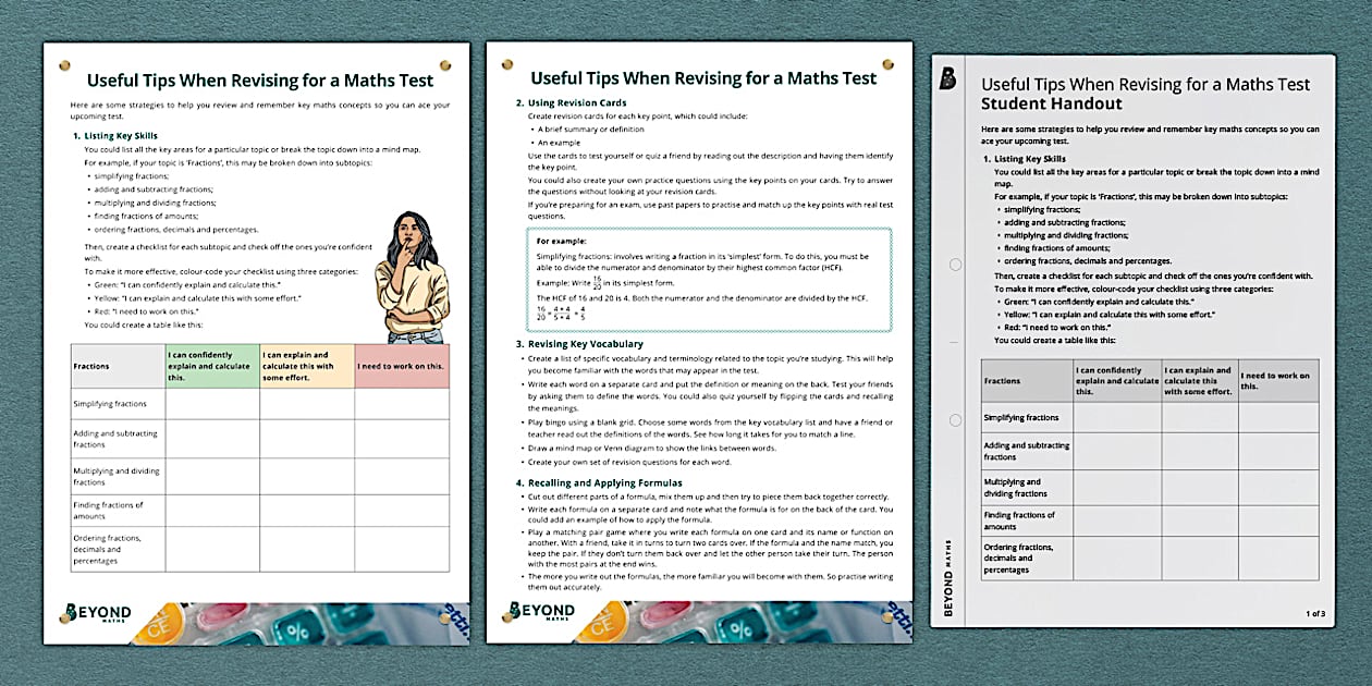 Useful Tips When Revising for a Maths Test (Teacher-Made)