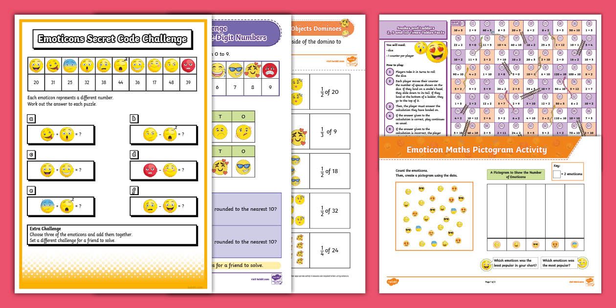 👉 Year 3 Maths Week Carousel Activity Pack - Emoticon Themed