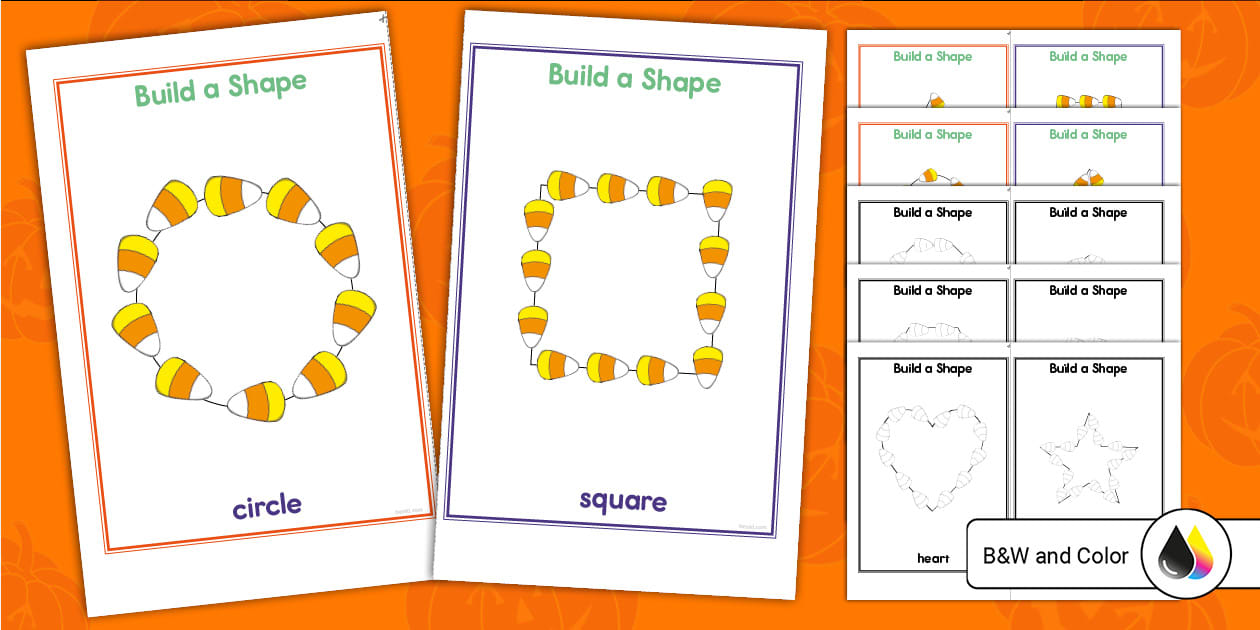 Build a 2D Candy Corn Shape Activity Cards - Twinkl
