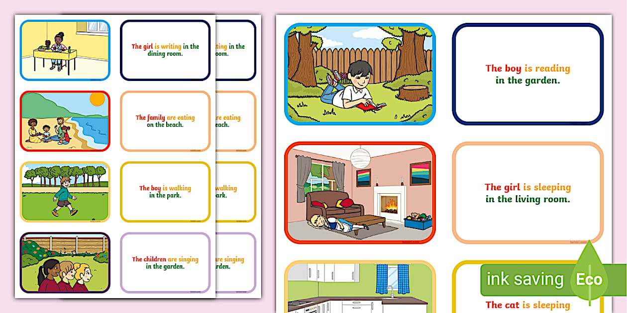 Picture Description Cards Who What Doing Where - description