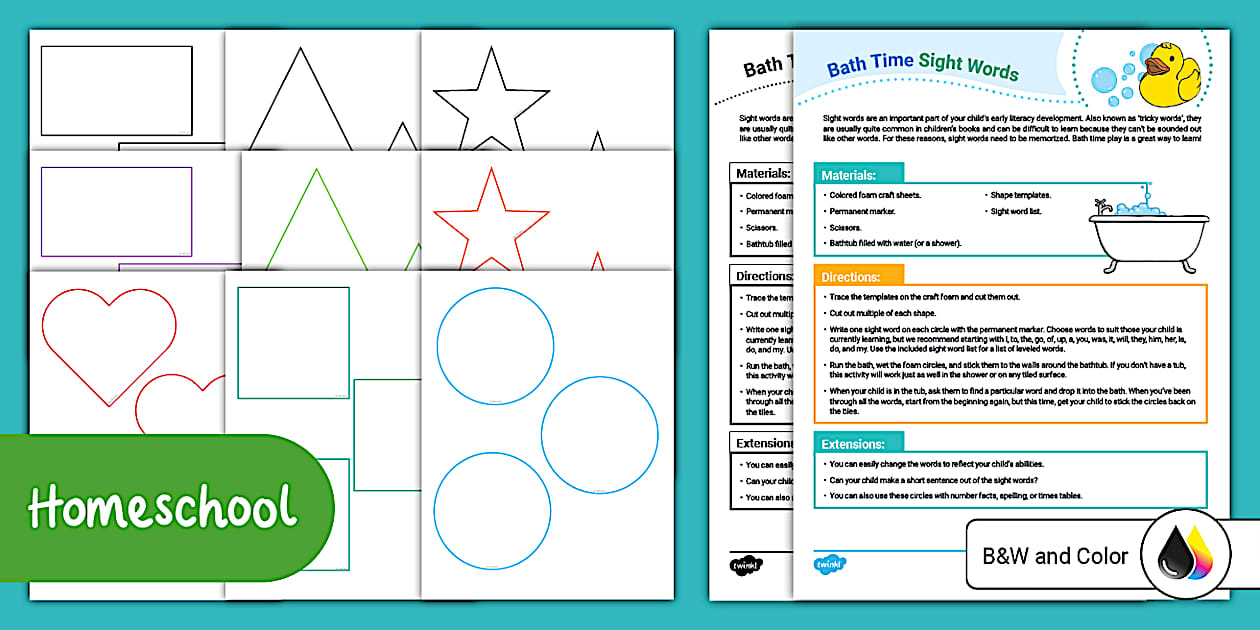 Bath Time Sight Words (Teacher-Made) - Twinkl