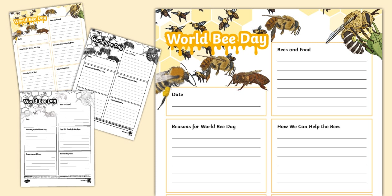 World Bee Day Fact File Template (teacher made) - Twinkl