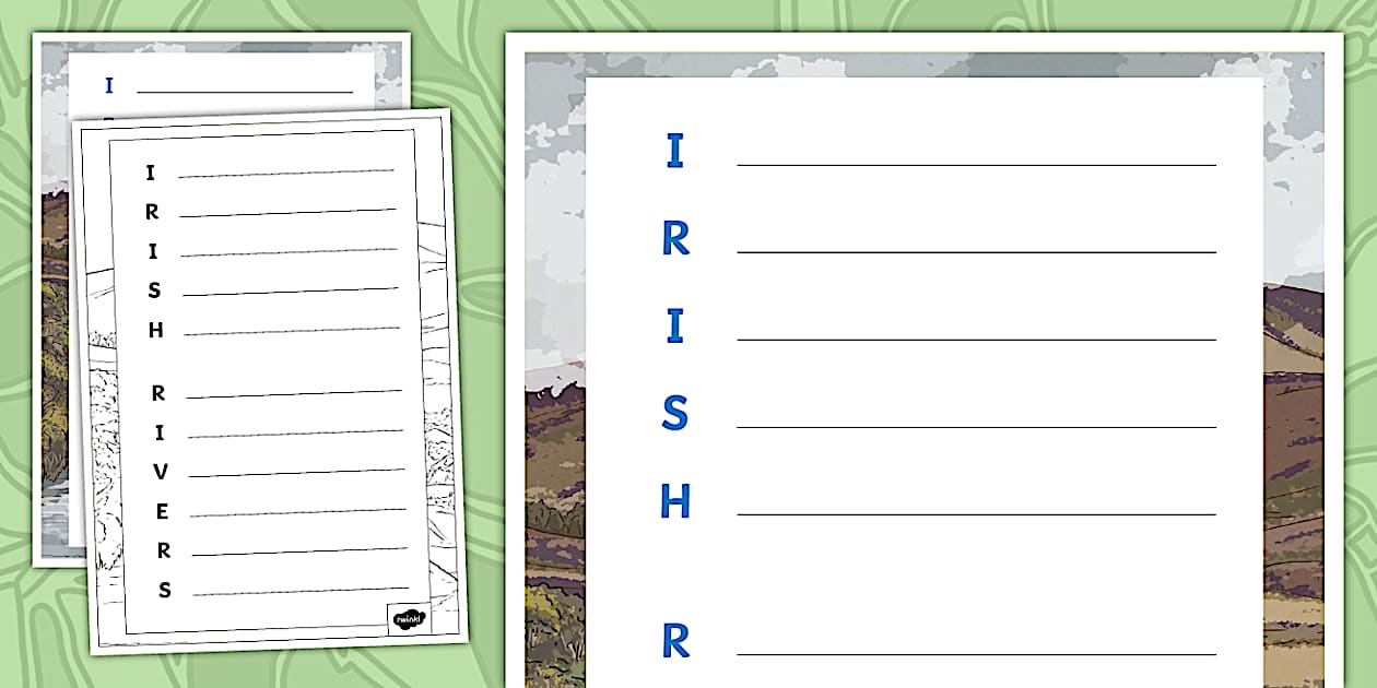 Rivers of Ireland Acrostic Poem Template (teacher made)