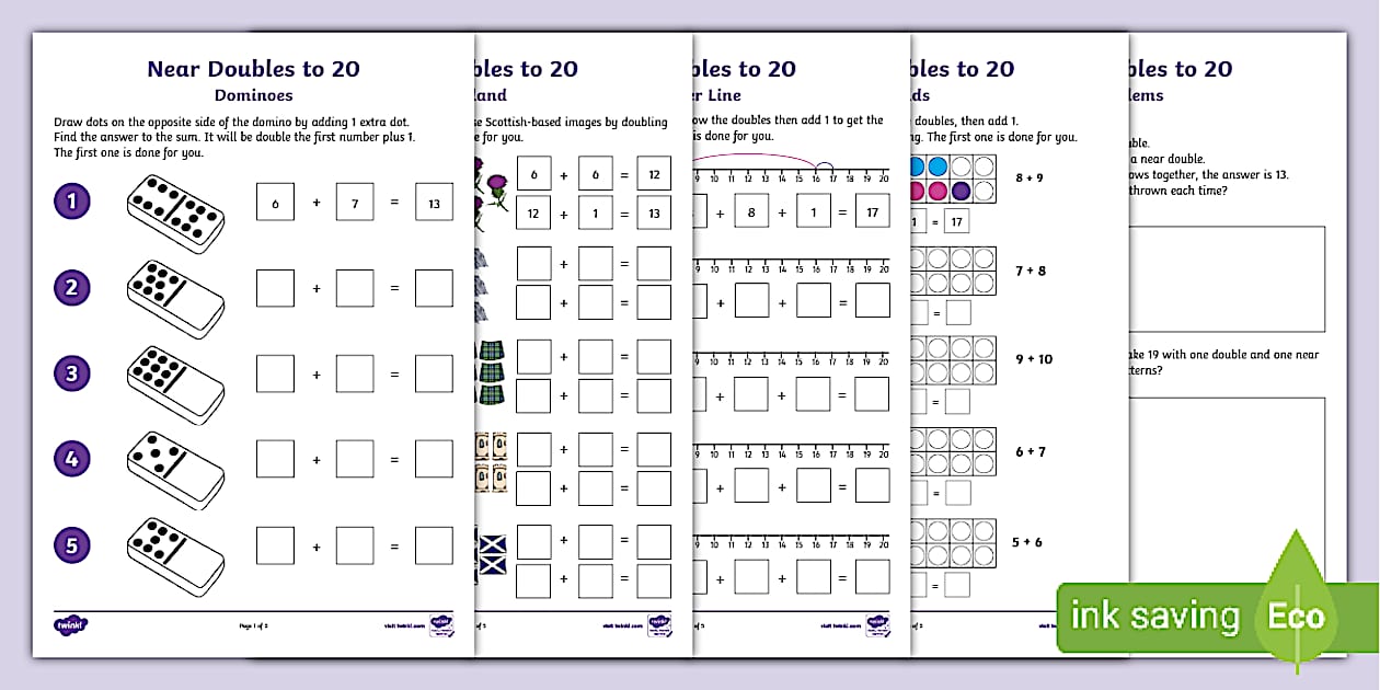Near Doubles to 20 Activity Sheets (teacher made) - Twinkl