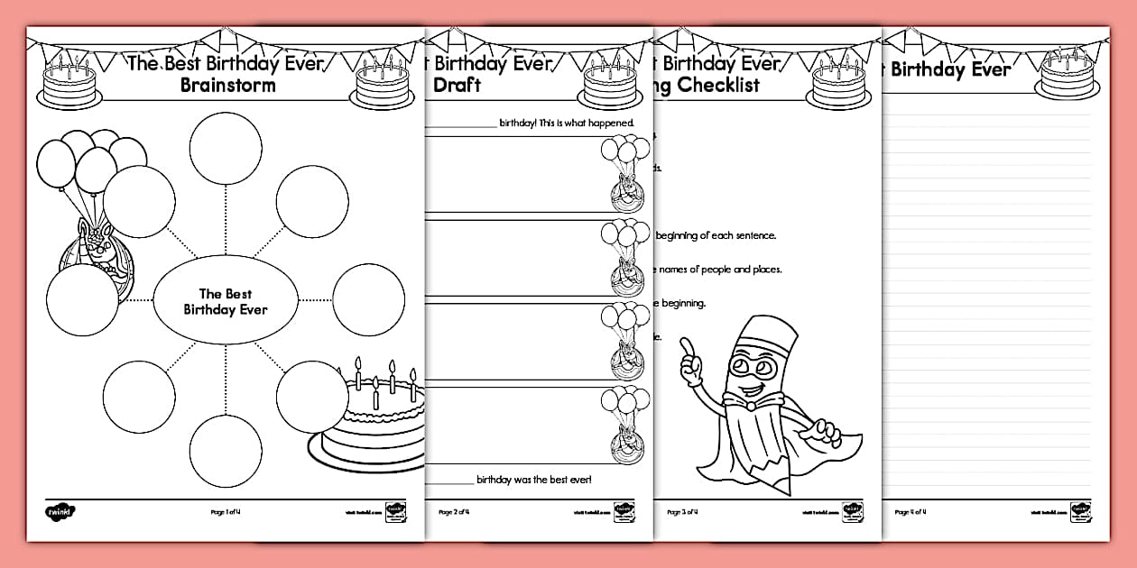 First Grade The Best Birthday Ever Narrative Writing Prompt