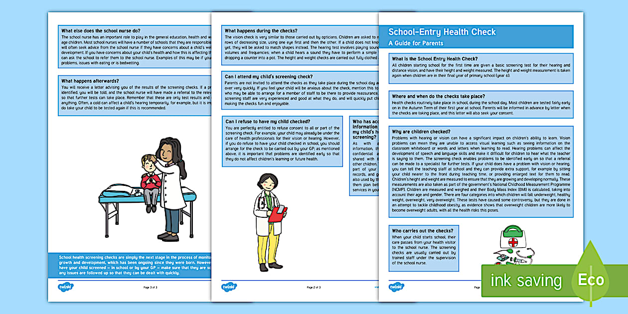 Black and White Parents' Guide to the School-Entry Health Screening Check
