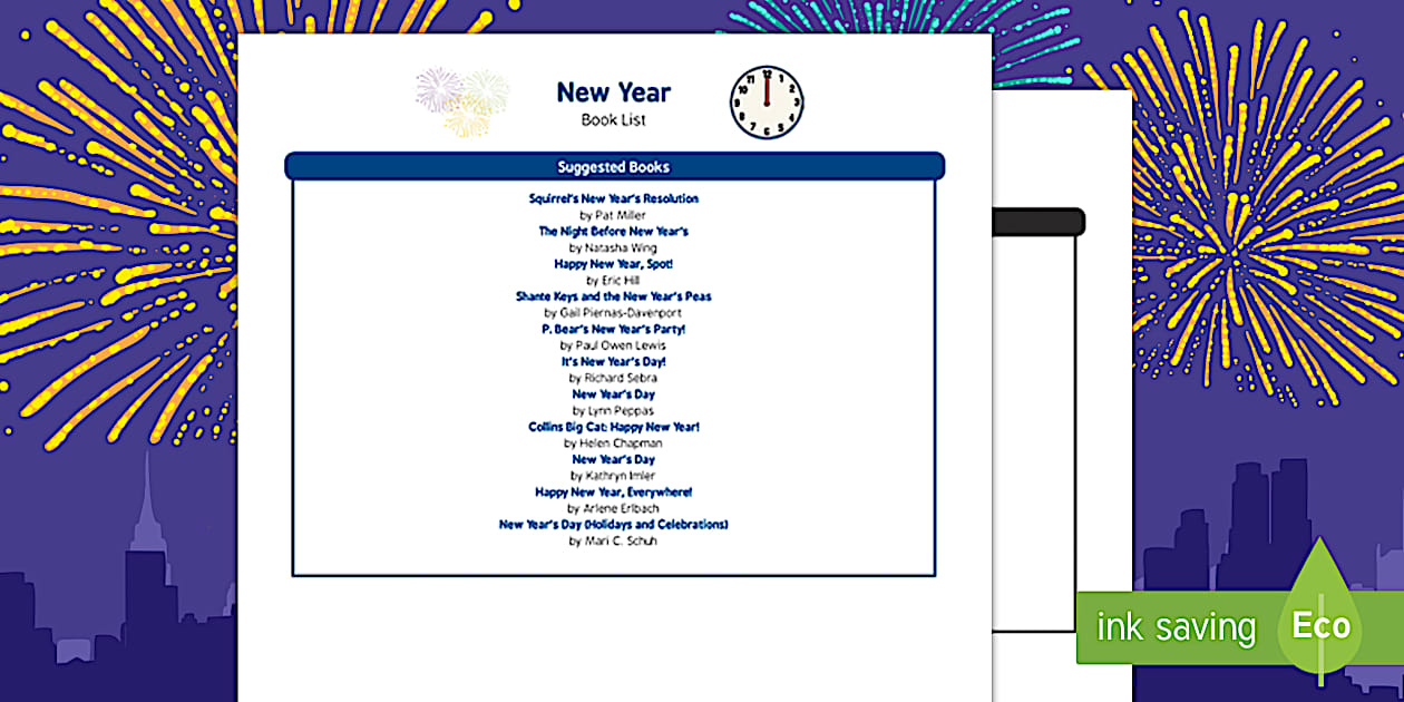 New Year Book List (Hecho por educadores) - Twinkl