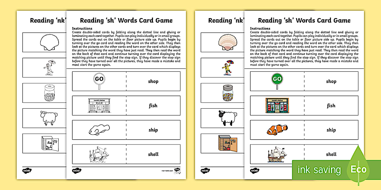 Reading 'sh' Words Card Game (Teacher-Made) - Twinkl