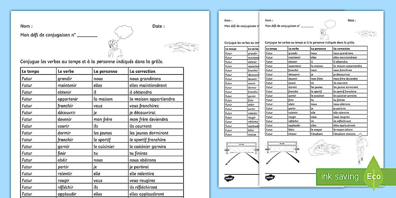 Défi de conjugaison : Les verbes en -IR au futur - Twinkl