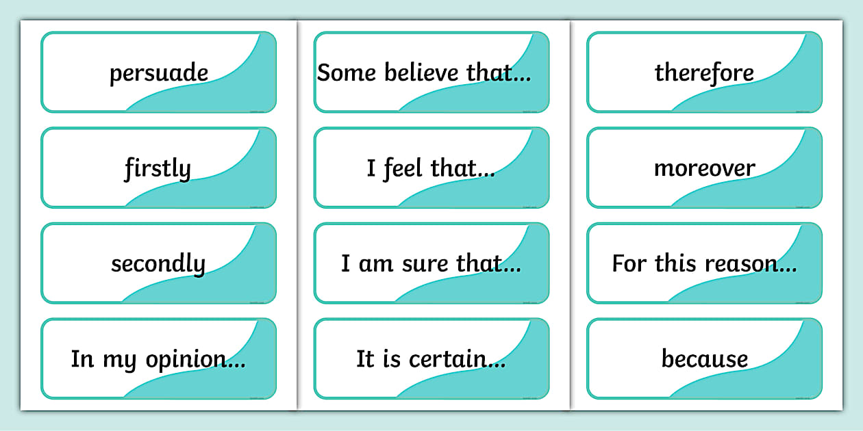VIC Persuasive Writing Word Cards (teacher made) - Twinkl