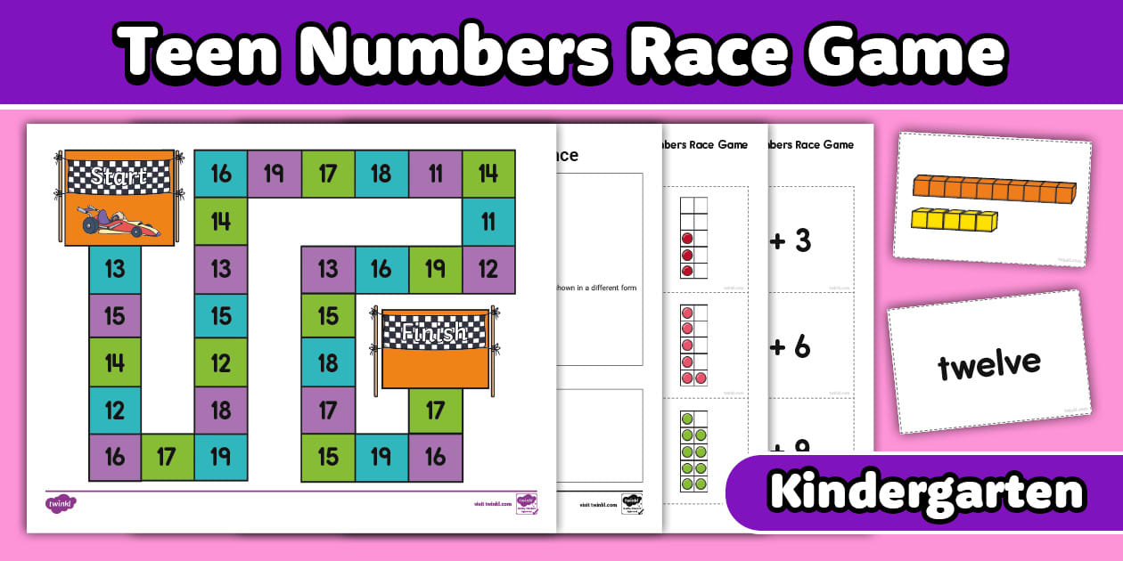 Kindergarten Teen Numbers Race Game