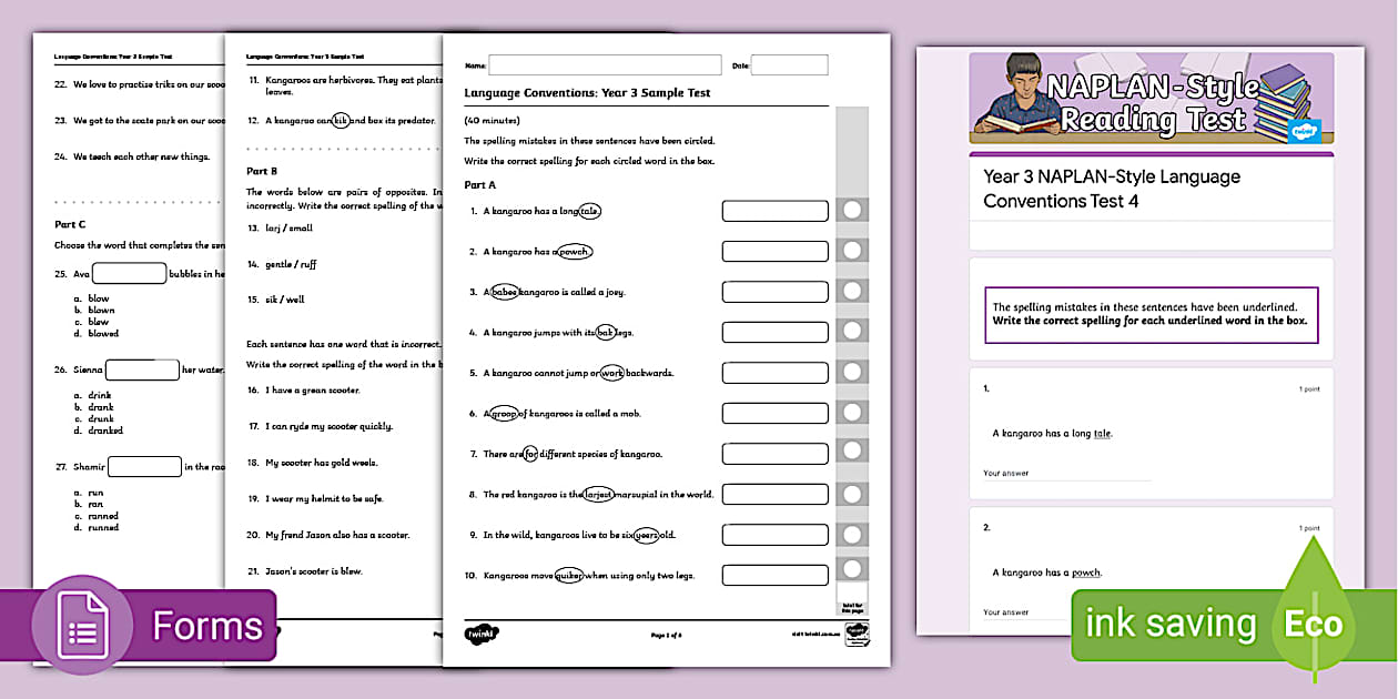 Year 3 NAPLAN English Practice Test | Twinkl (teacher made)