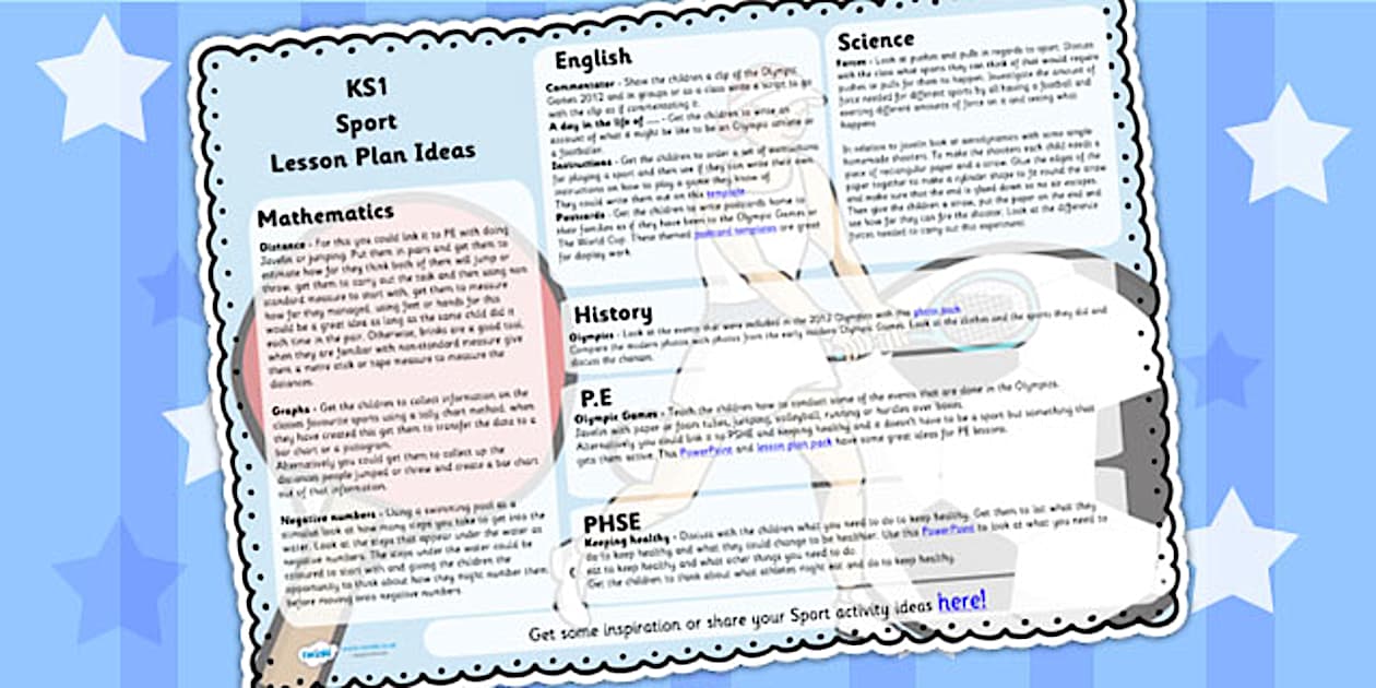 Sport Lesson Plan Ideas KS1 (teacher made) - Twinkl