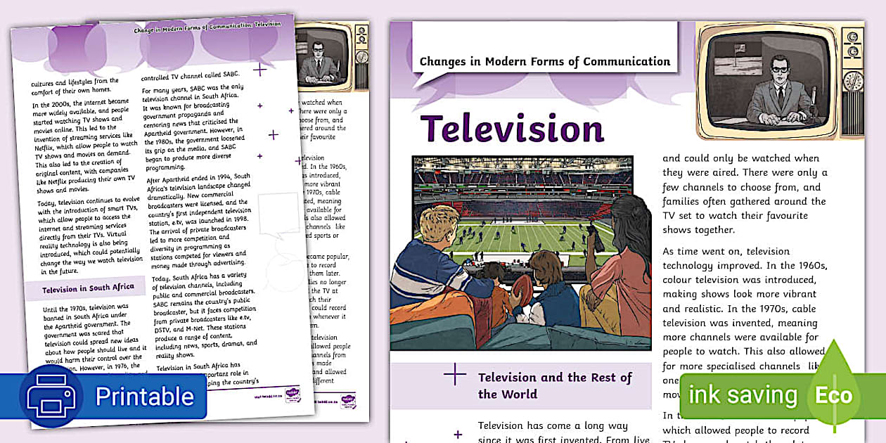 Change in Modern Forms of Communication: Television - Twinkl