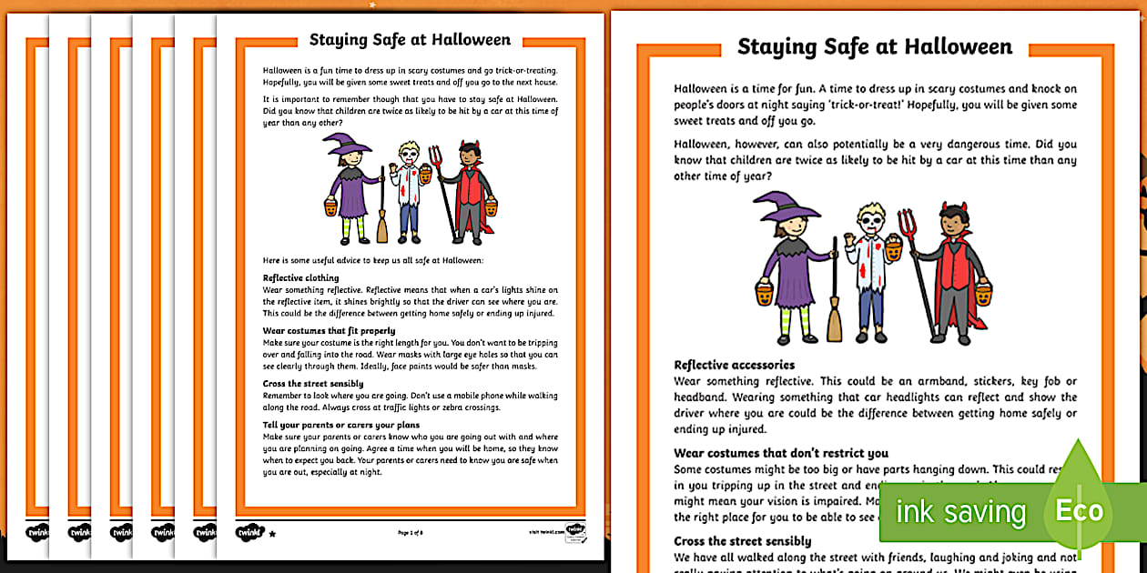 Staying Safe at Halloween Differentiated Reading Comprehension Activity