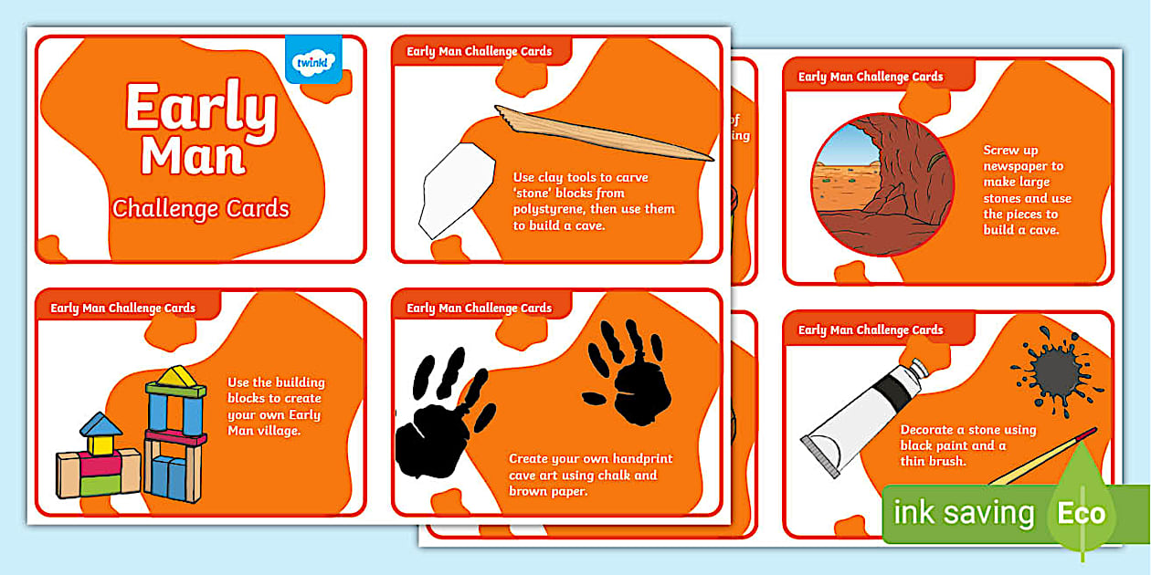 Early Man Challenge Cards (teacher made) - Twinkl