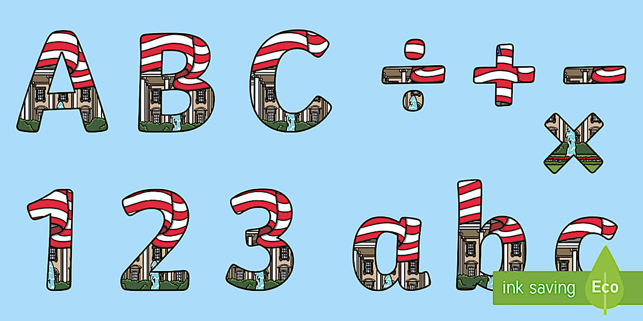 Presidents Day Bulletin Board Letters And Numbers | Twinkl