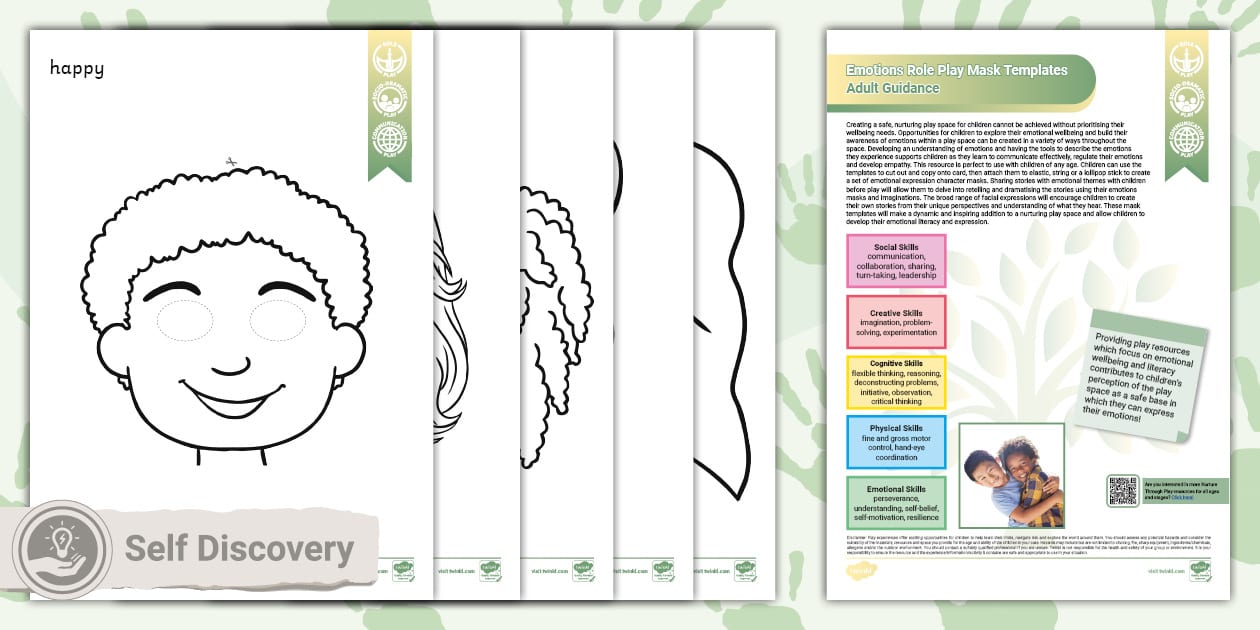 Emotions Role Play Mask Templates (teacher made) - Twinkl