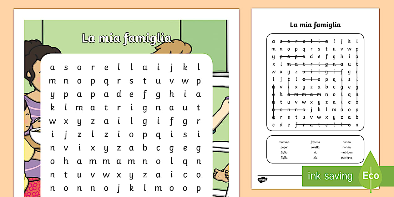 La mia Famiglia Parole Intrecciate (teacher made) - Twinkl