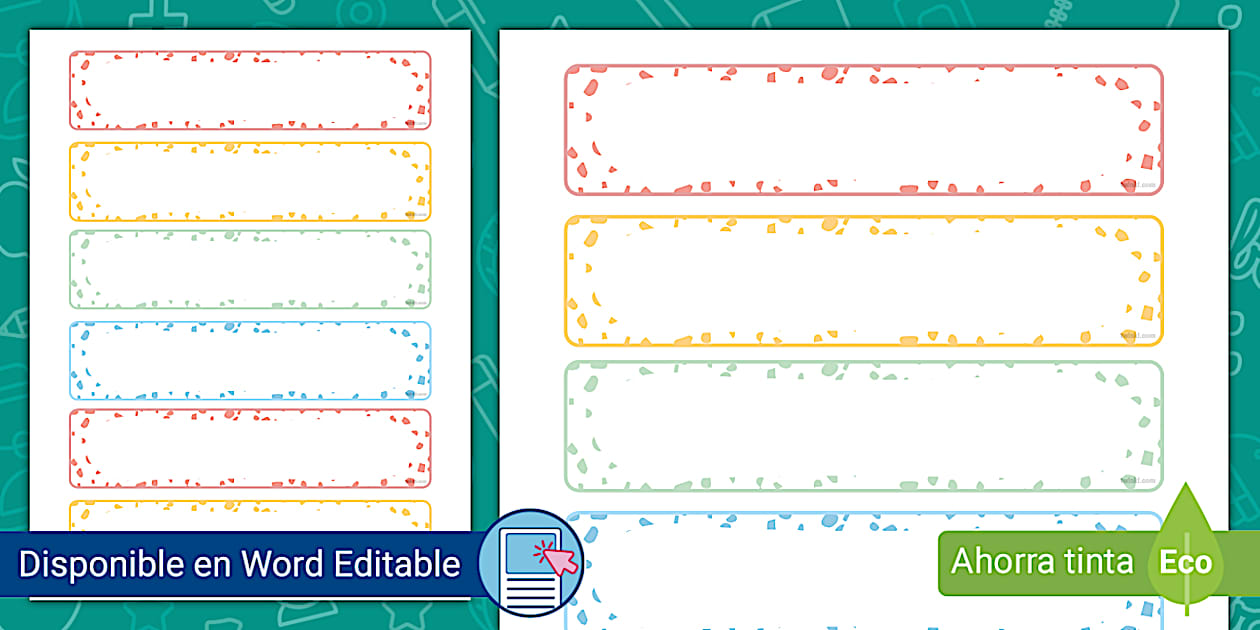 Etiquetas: Rectangulares para Útiles Escolares - Versión Colores Pastel