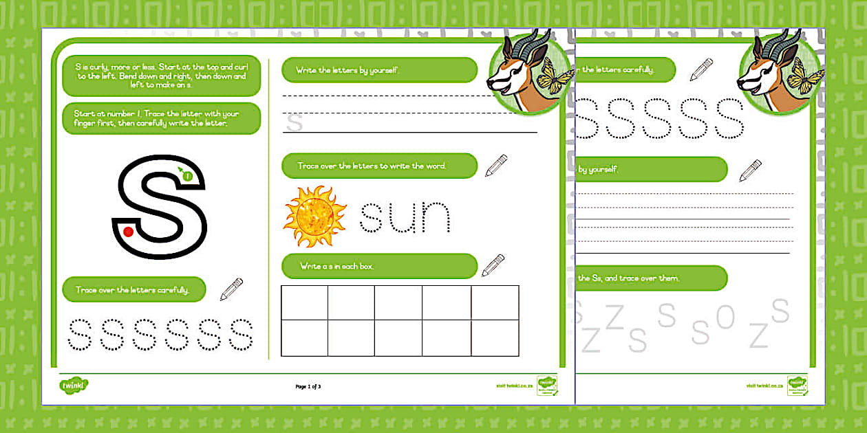 Grade 1 Letter Formation Mats - Ss (Teacher-Made) - Twinkl