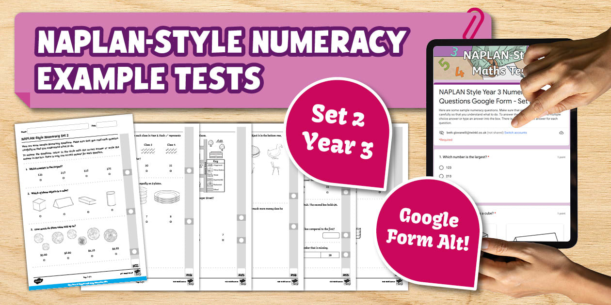 NAPLAN Style Numeracy Year 3 Example Test Set 2 Exam Questions Pack ...