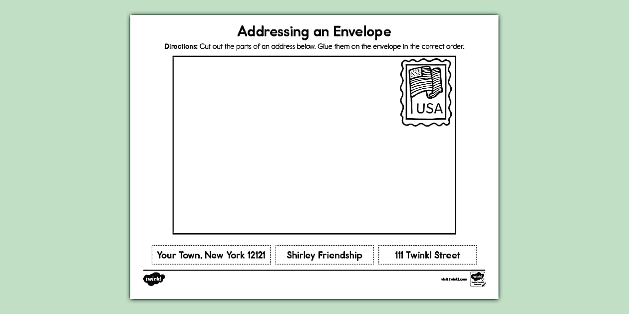 Life Skills: Addressing an Envelope Cut and Paste Worksheet