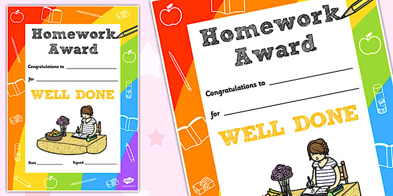 Editable Homework Decorative Certificate - Twinkl