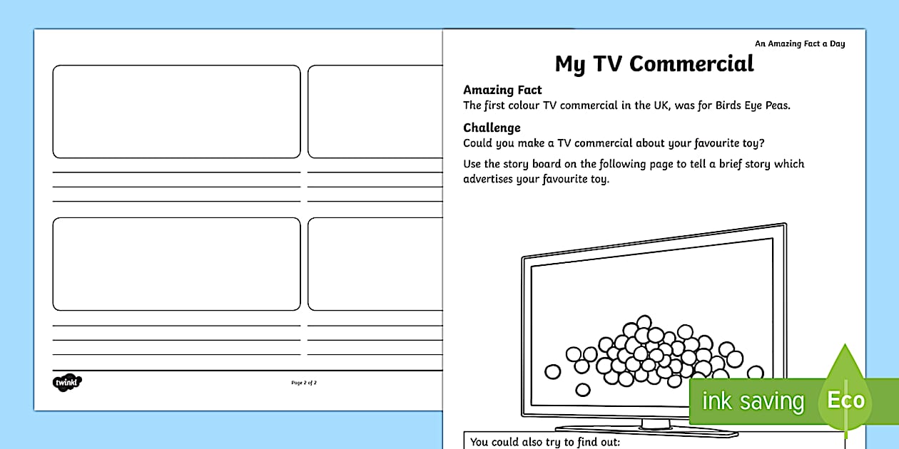 My TV Commercial Worksheet (teacher made) - Twinkl