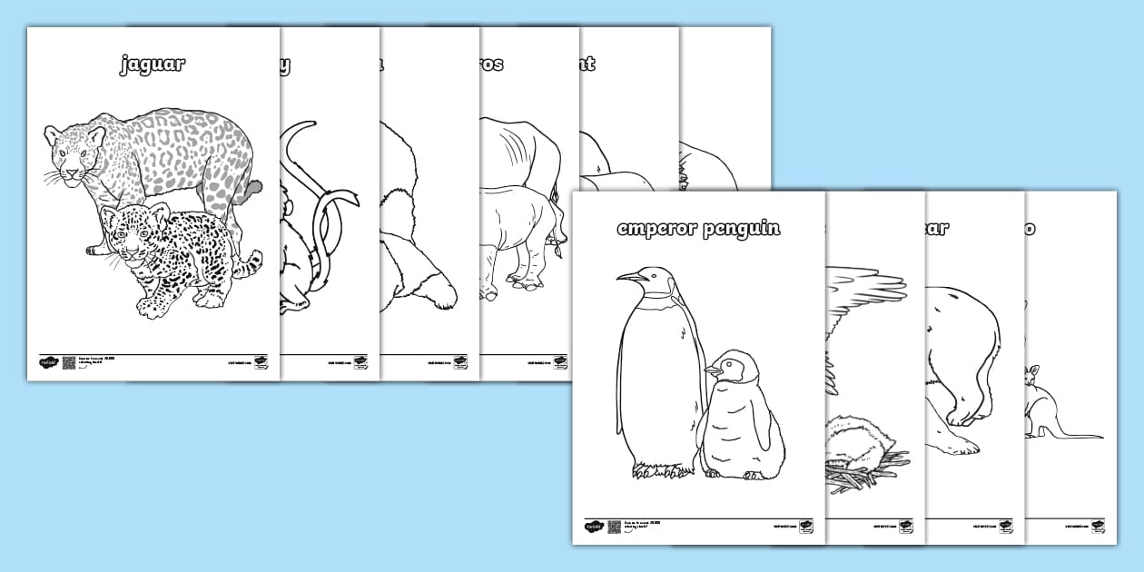 Animals and Their Babies Colouring Sheets - KS1 - Twinkl