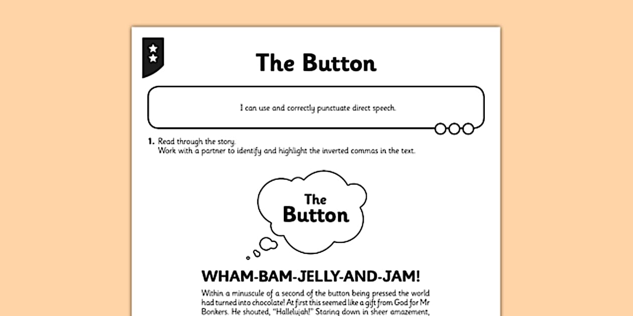 The Button Worksheet / Worksheet (teacher made) - Twinkl