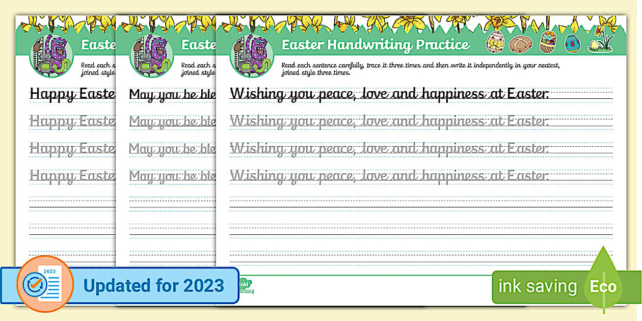The Journey to Continuous Cursive: Easter Handwriting Practice Activity