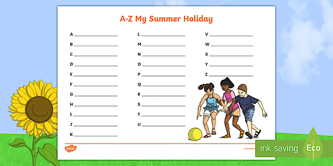 KS2 A-Z My Summer Holiday Worksheet (teacher made) - Twinkl