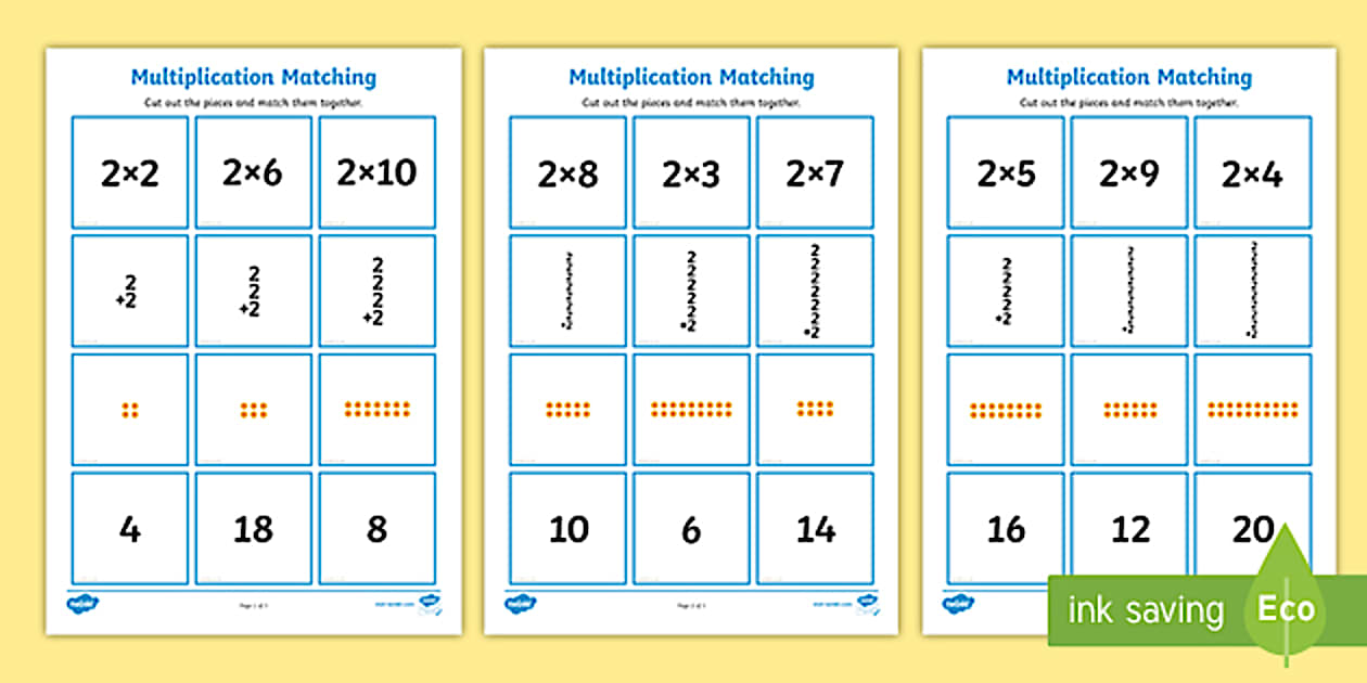 2 Times Table Multiplication Matching Puzzle (teacher made)